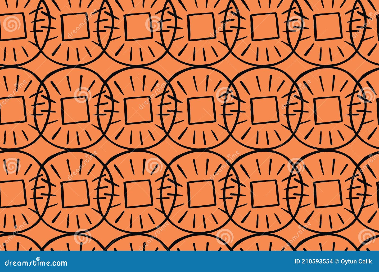 Vector Texture Background, Seamless Pattern. Hand Drawn, Black, Orange ...