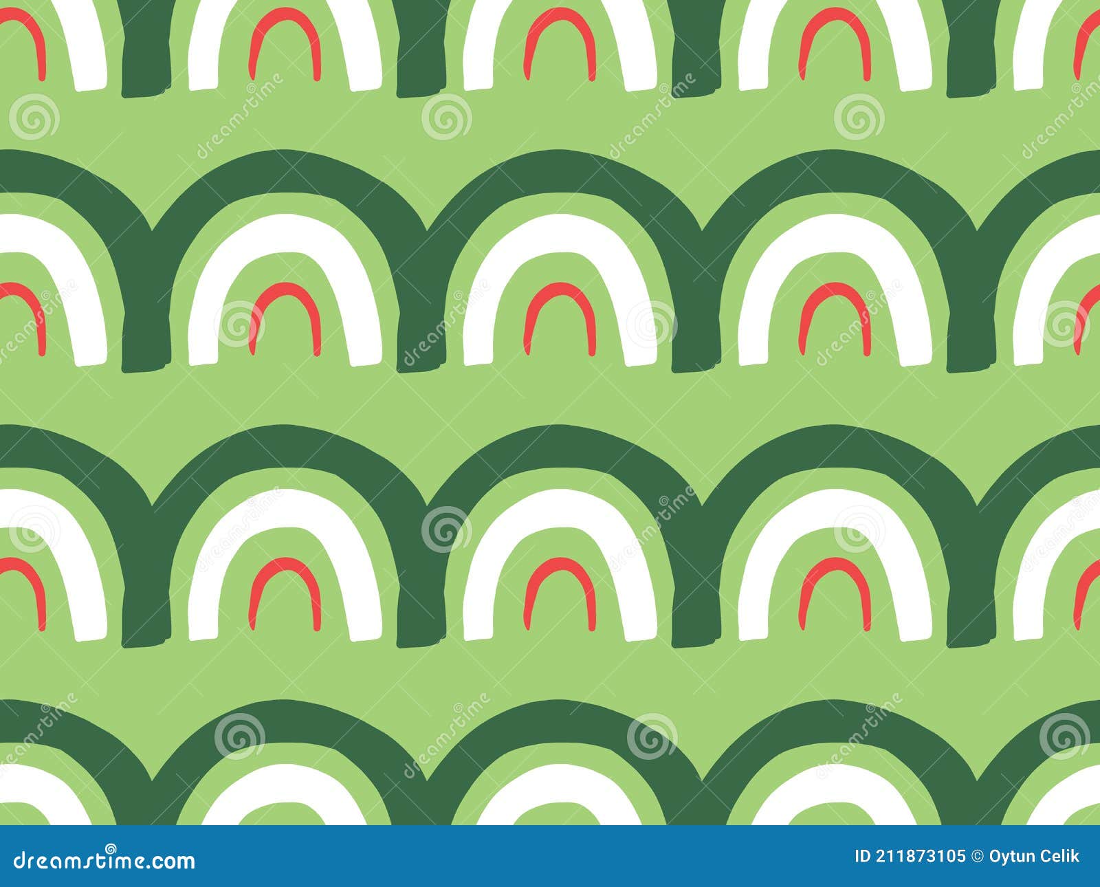 Vector Texture Background, Seamless Pattern. Hand Drawn, Green, Red ...