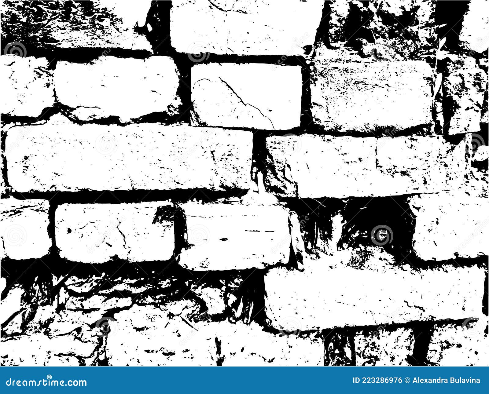 Vector Texture with Destroyed Brick Wall. Illustration for Background ...