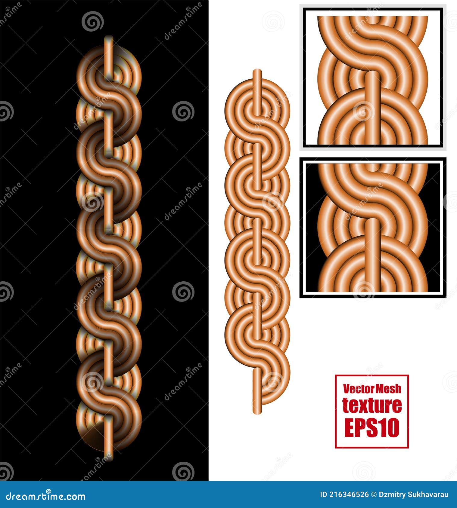 Vector Texture. Element of Intertwined Iron Rods. Braided Cable ...