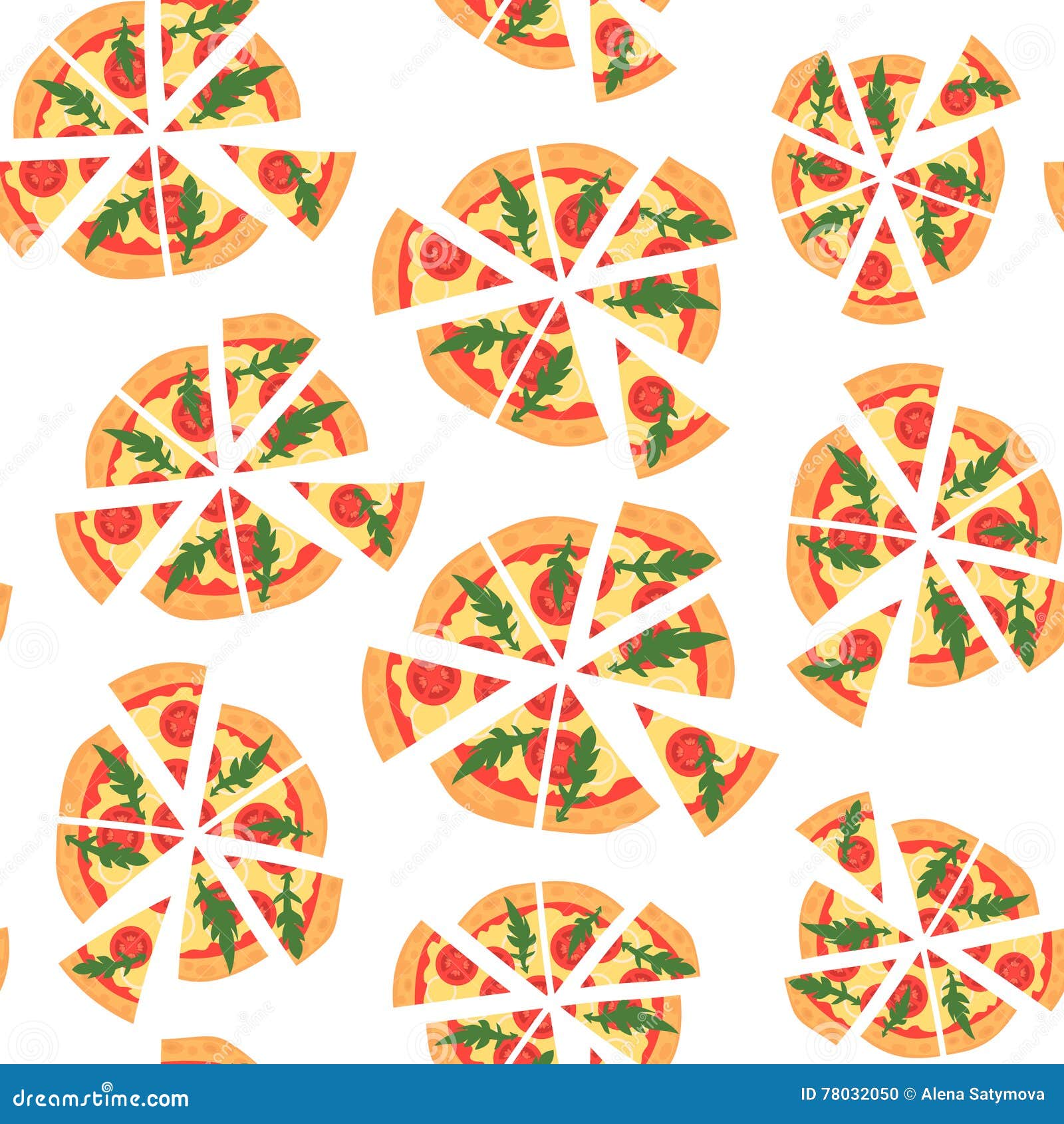 Vector Texture of Pattern with Margherita Pizza. Slices in a Flat Style ...