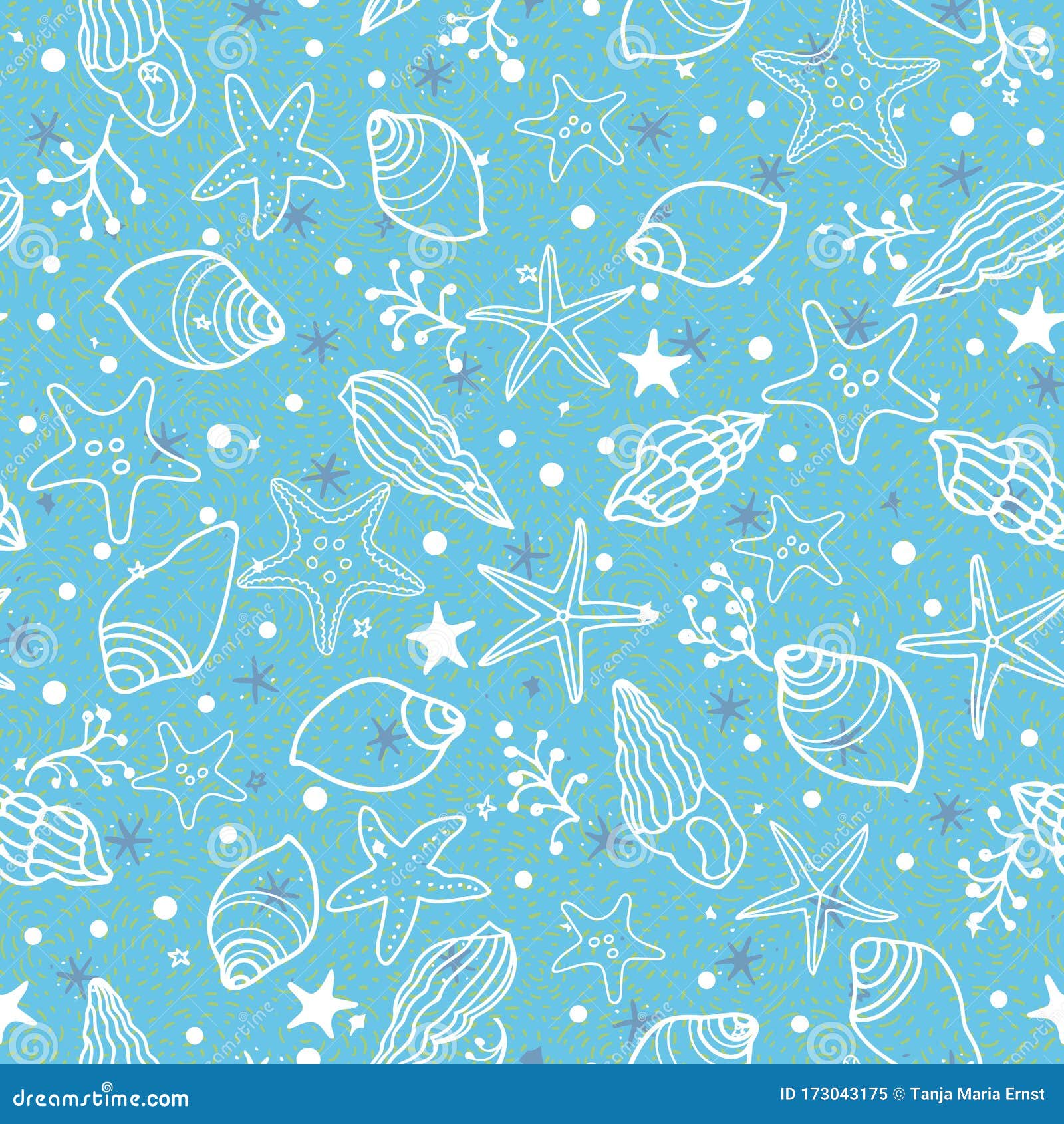 Doodle Summer Ocean Shell Texture Pattern. Stock Illustration ...