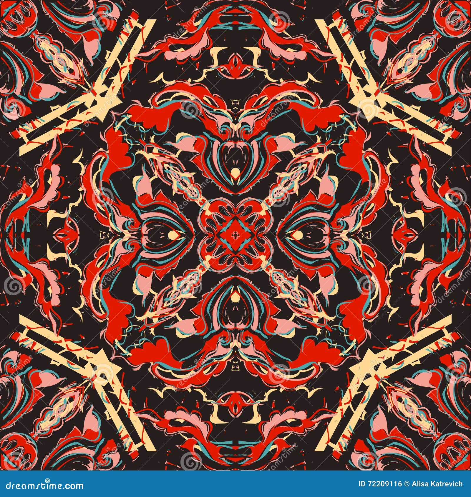 Vector Thai Floral Decorative Ornamental Seamless Pattern. Illustration ...