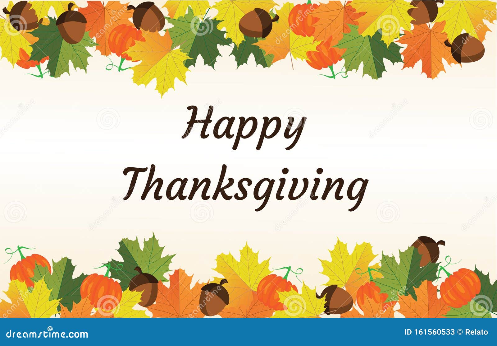 Happy Thanksgiving with Fall Border Stock Vector - Illustration of ...