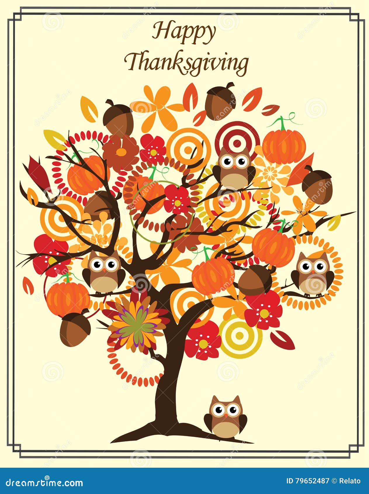 Vector Thanksgiving Day Tree Stock Vector - Illustration of pumpkin ...