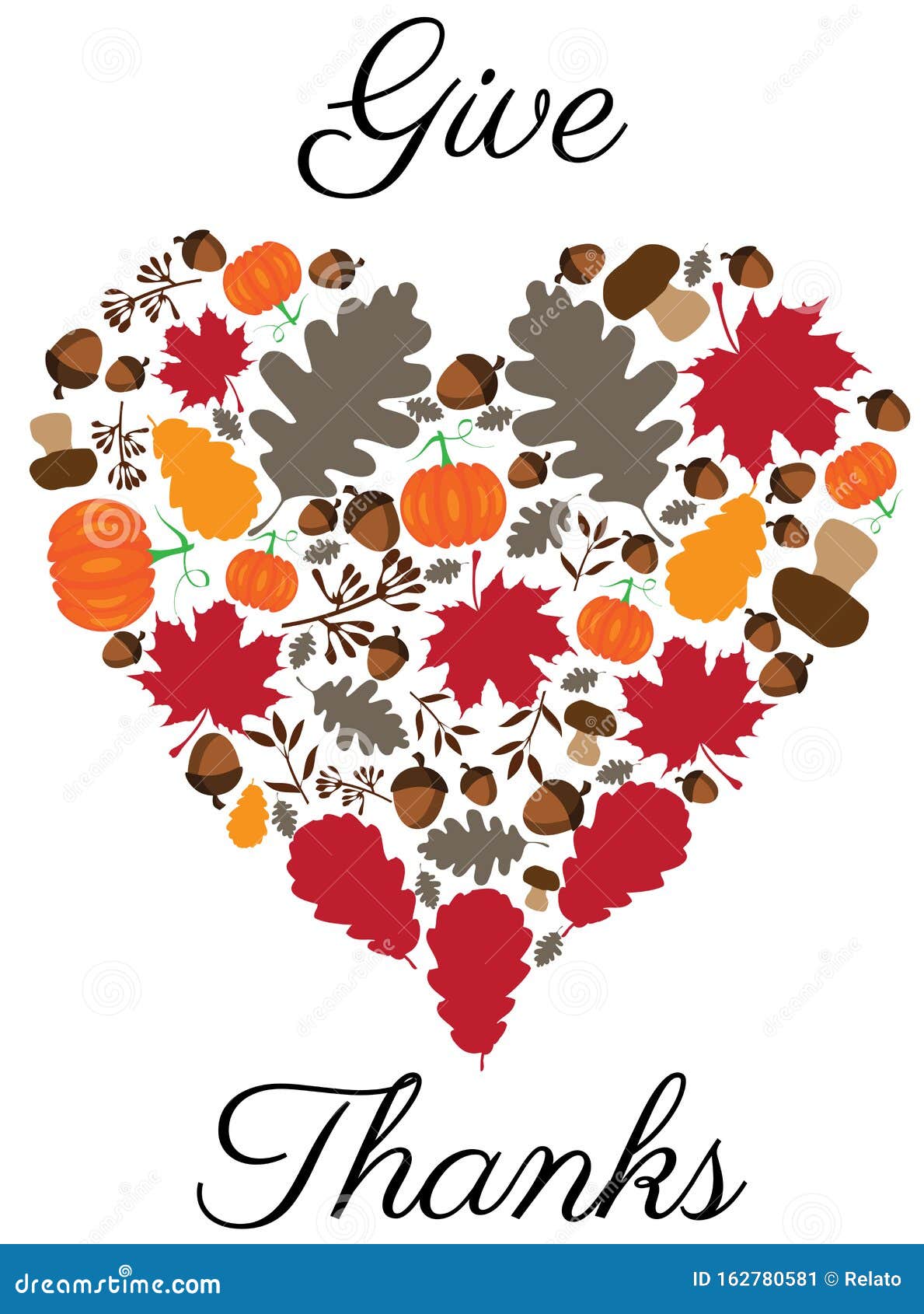 Vector Thanksgiving Heart with Fall Leaves. Stock Vector - Illustration ...