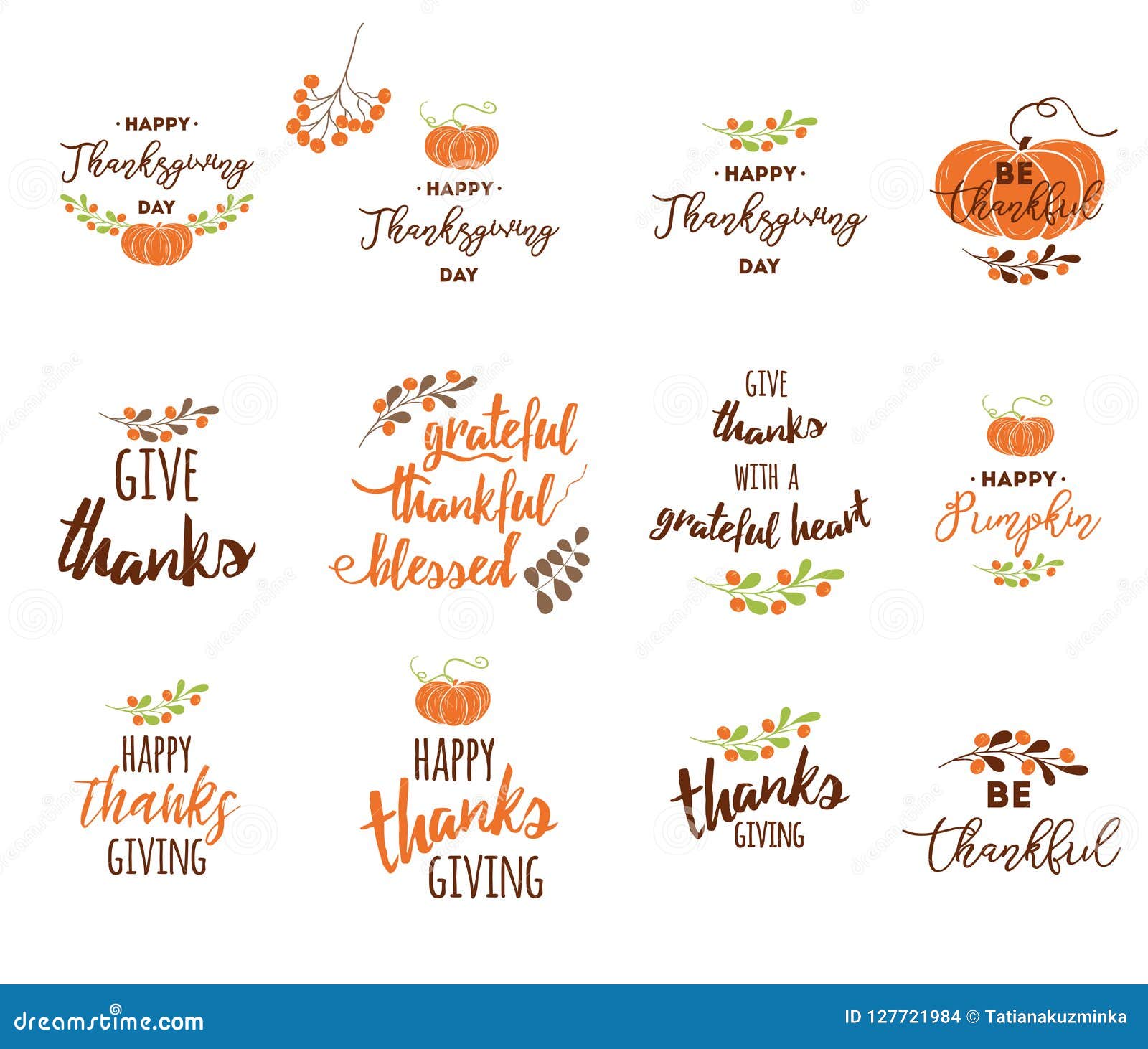 Vector Thanksgiving Lettering Elements for Invitations or Festive ...