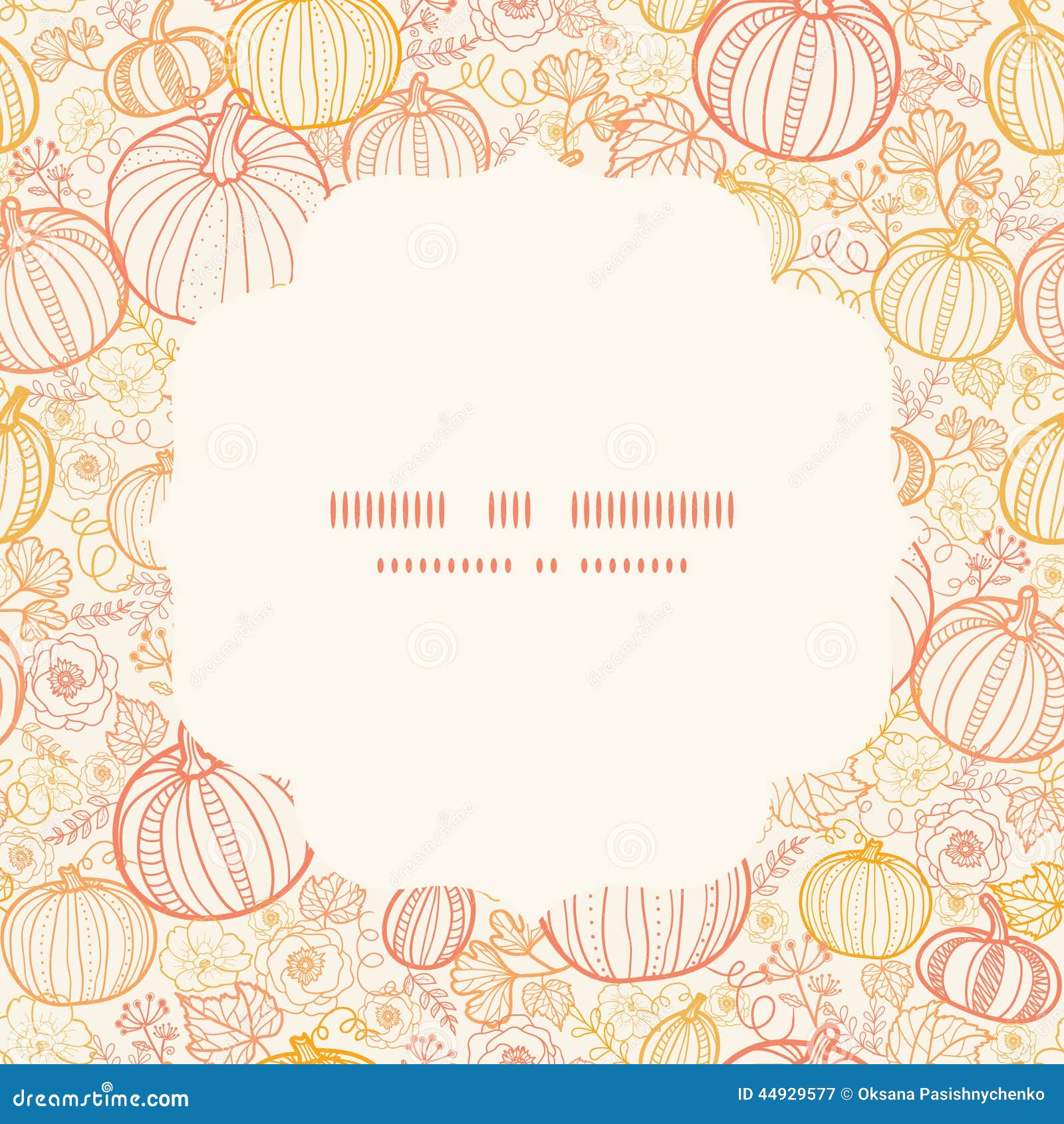 Vector Thanksgiving Line Art Pumkins Circle Frame Stock Vector ...