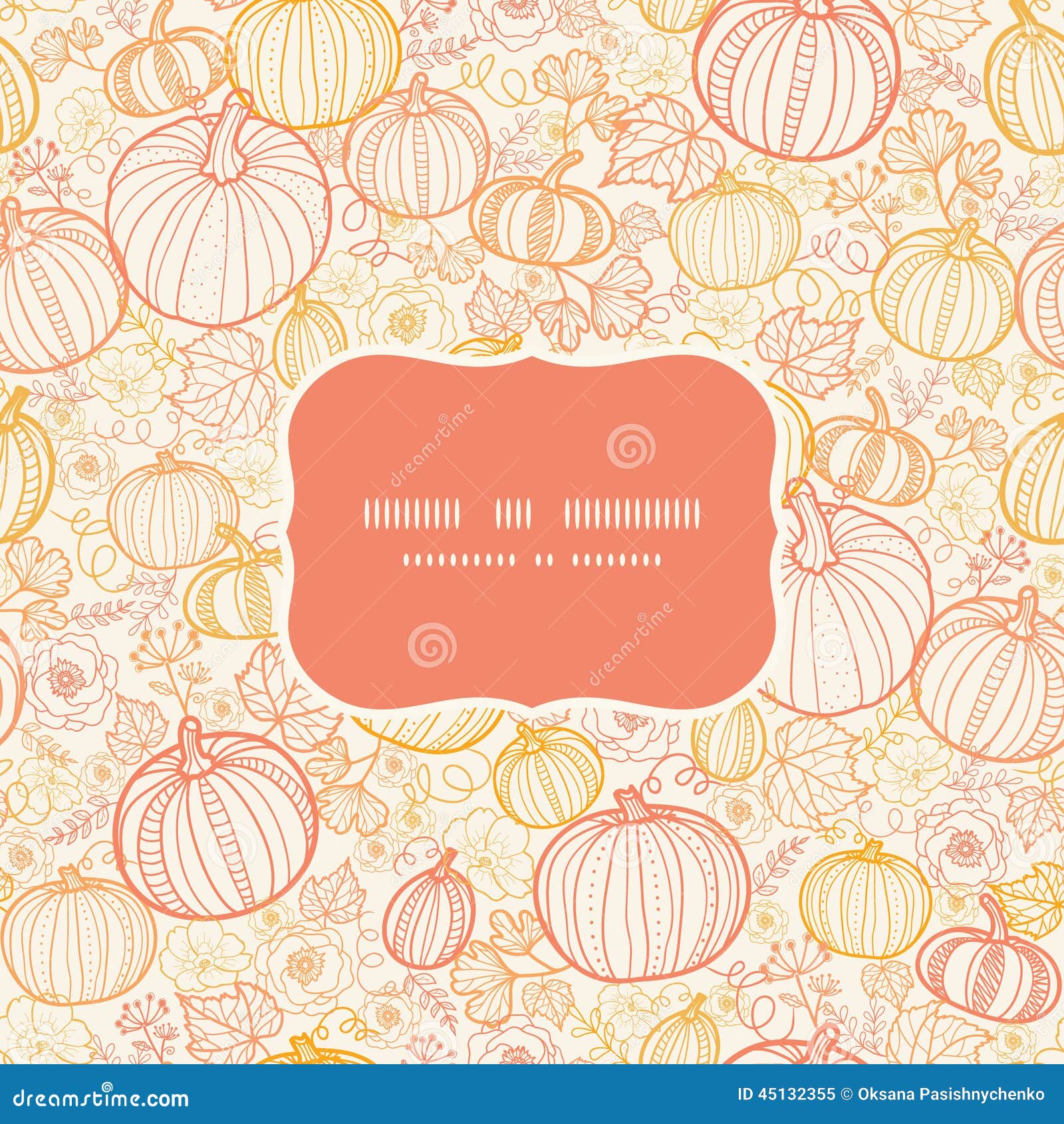 Vector Thanksgiving Line Art Pumkins Frame Stock Vector - Illustration ...