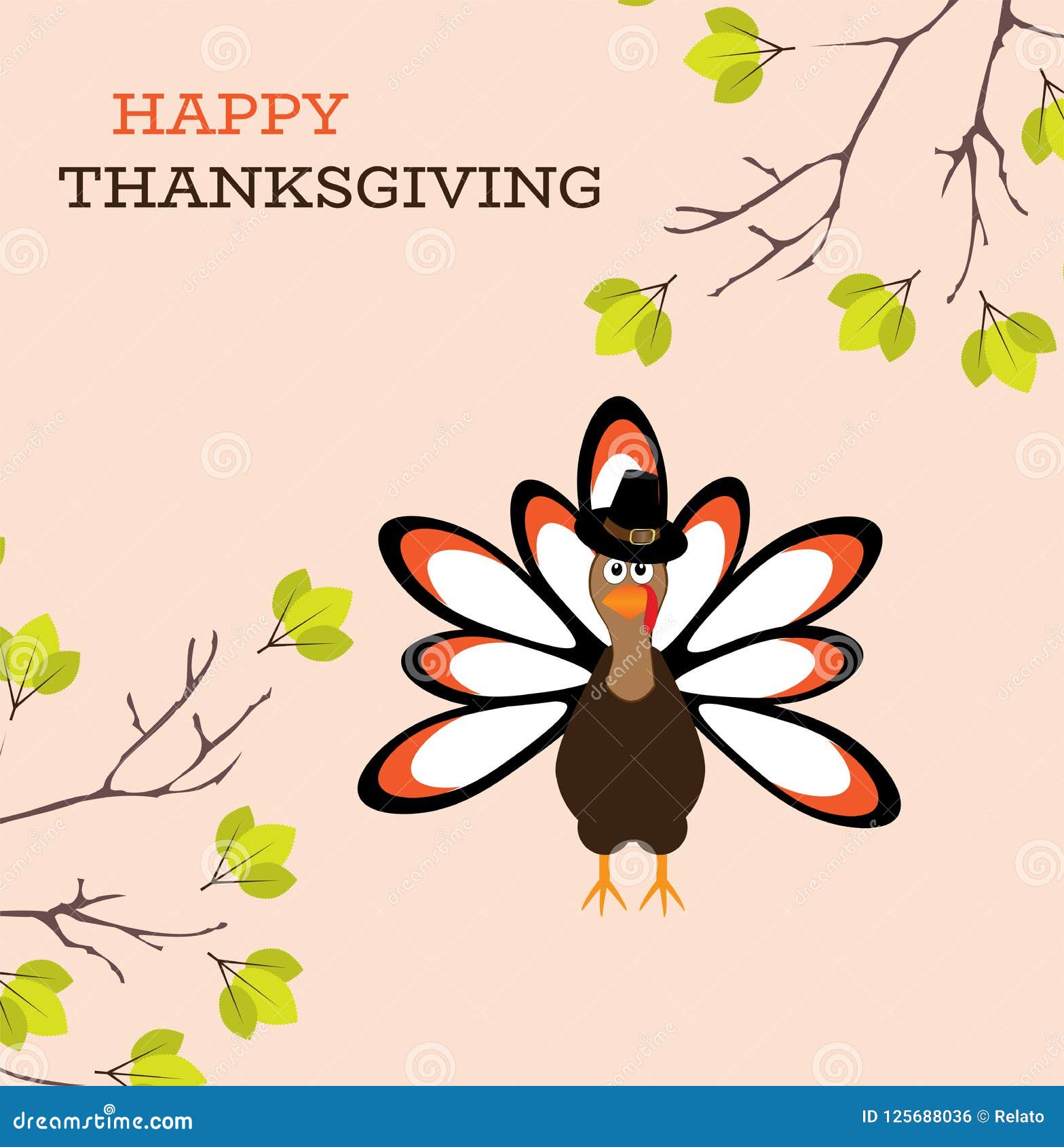 Vector Thanksgiving Turkey with Tree Branches Stock Vector ...