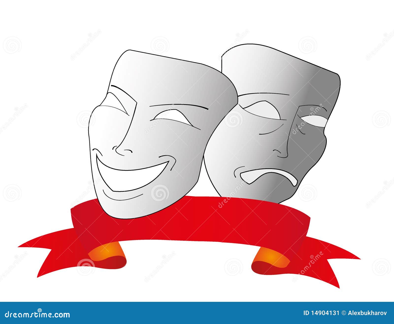 Vector Theater Masks with Red Ribbon Stock Vector - Illustration of ...