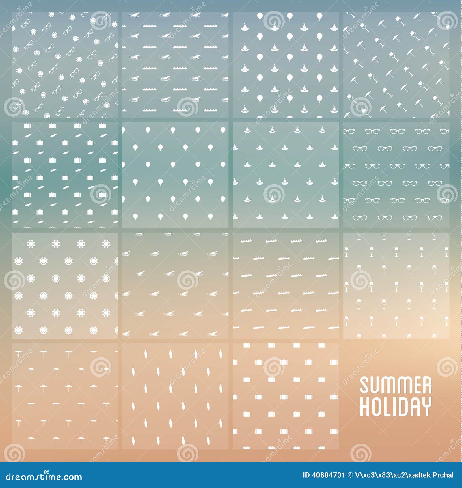 Vector Thematic Seamless Texture Pack. Simple Summer Holiday Pat Stock ...