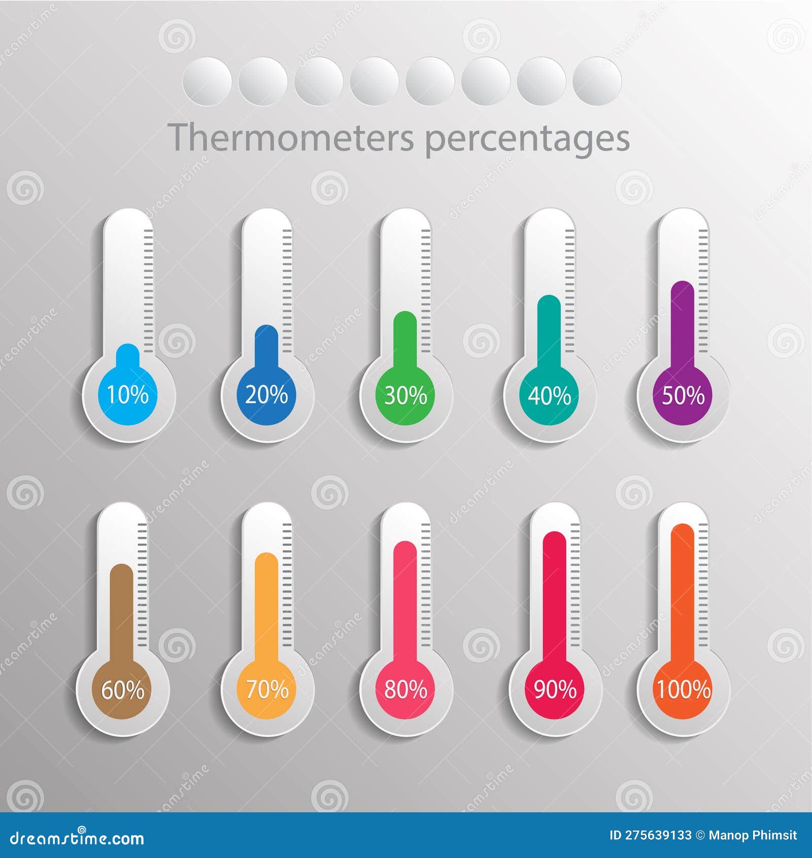 Vector Thermometers with Percentages on White Stock Vector ...
