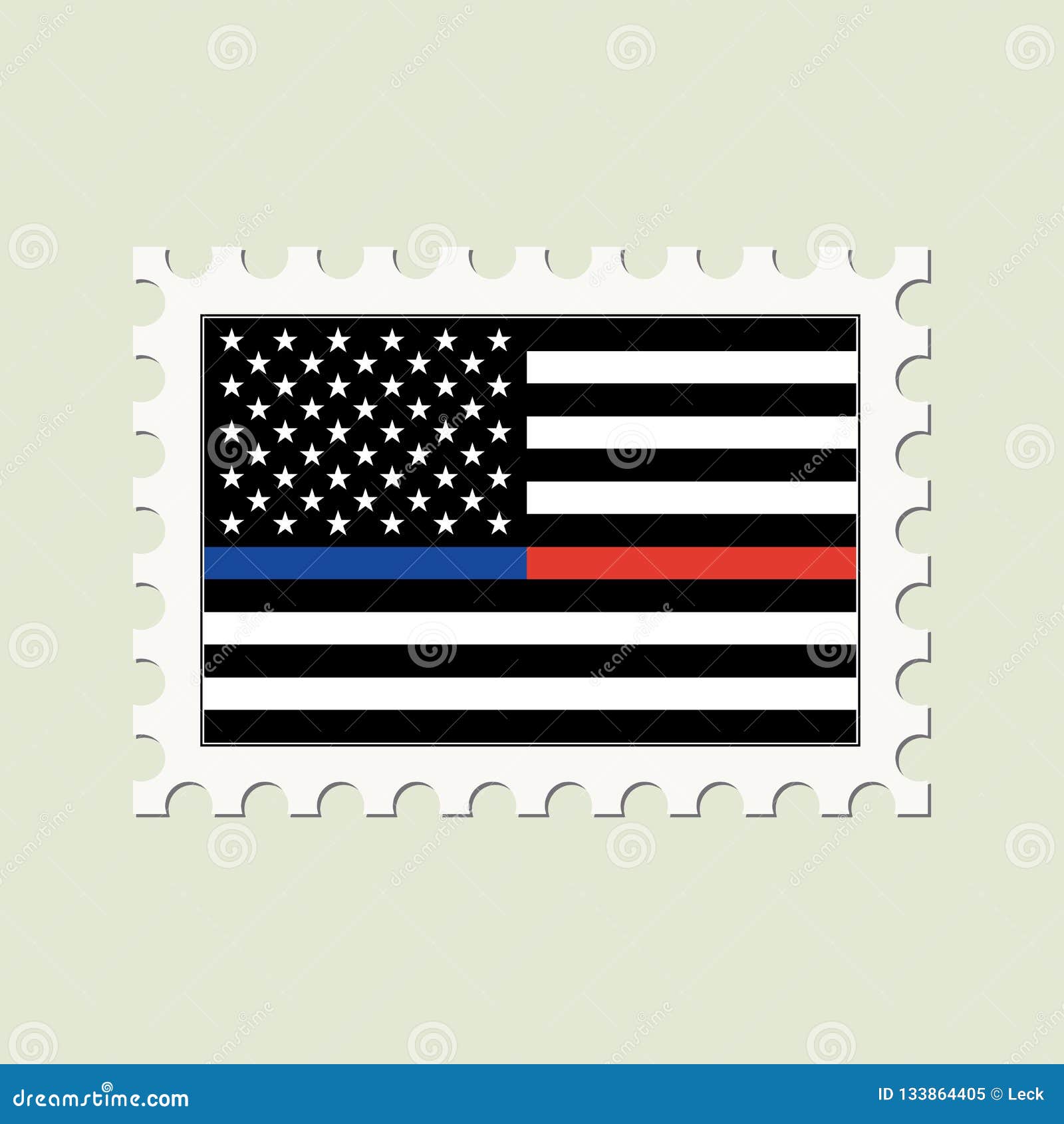 Vector Thin Blue Line & Red Line Flag Stock Vector - Illustration of ...