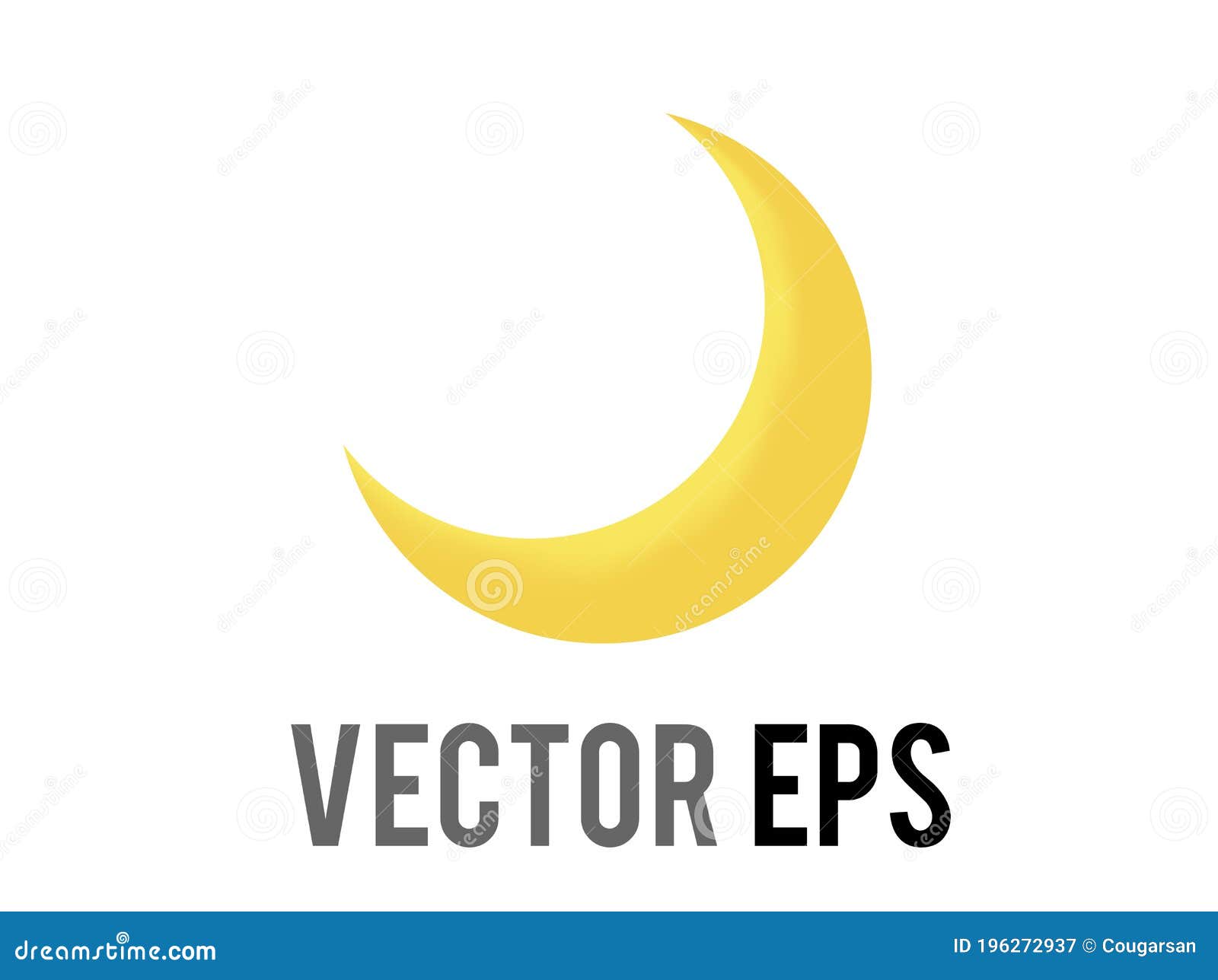 Vector Thin Gradient Golden Yellow Crescent Moon Icon Stock Vector ...