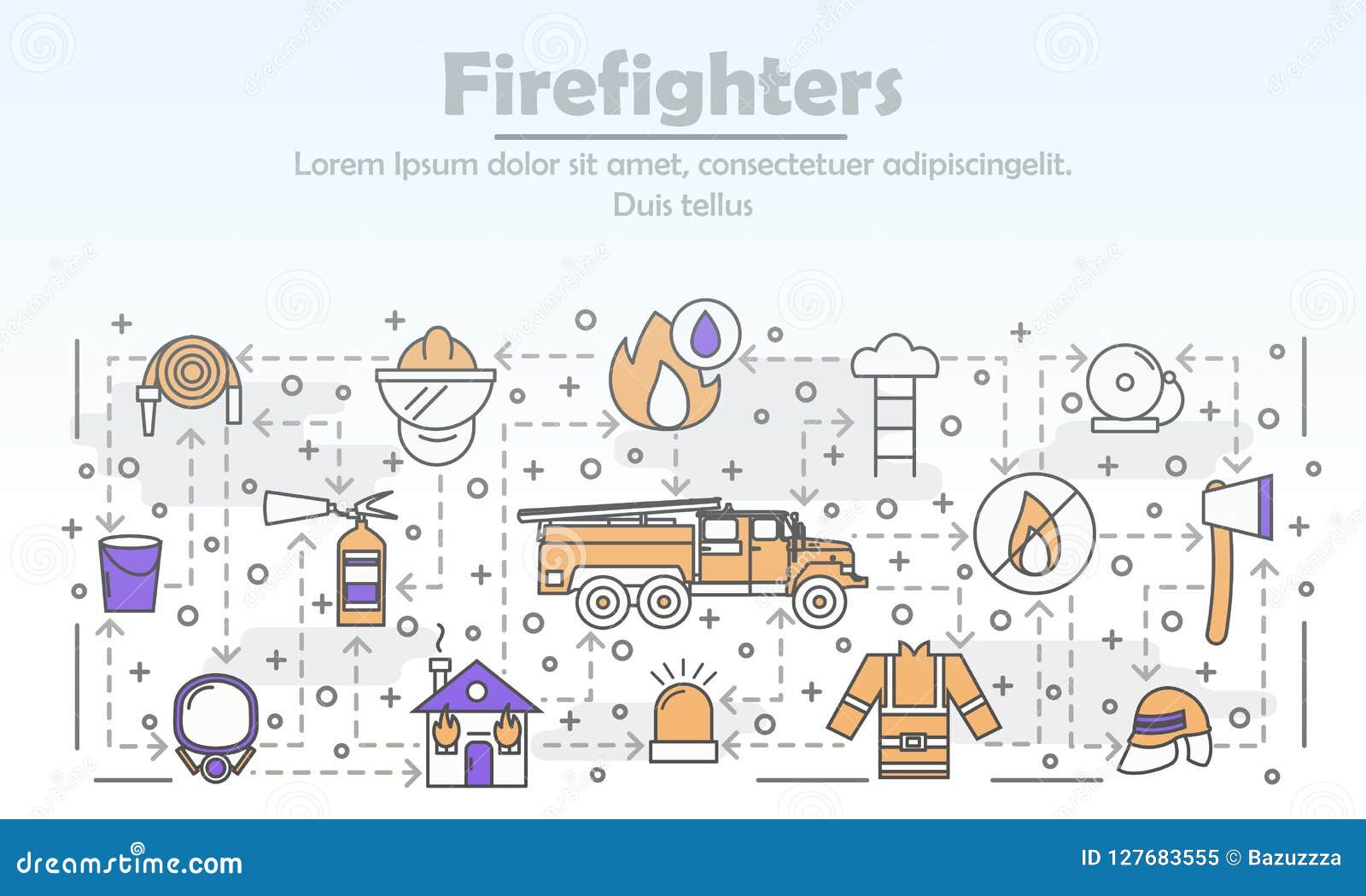 Vector Thin Line Art Firefighters Poster Banner Template ...