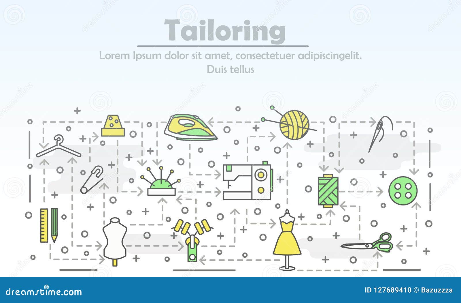 Vector Thin Line Art Tailoring Poster Banner Template Stock Vector ...