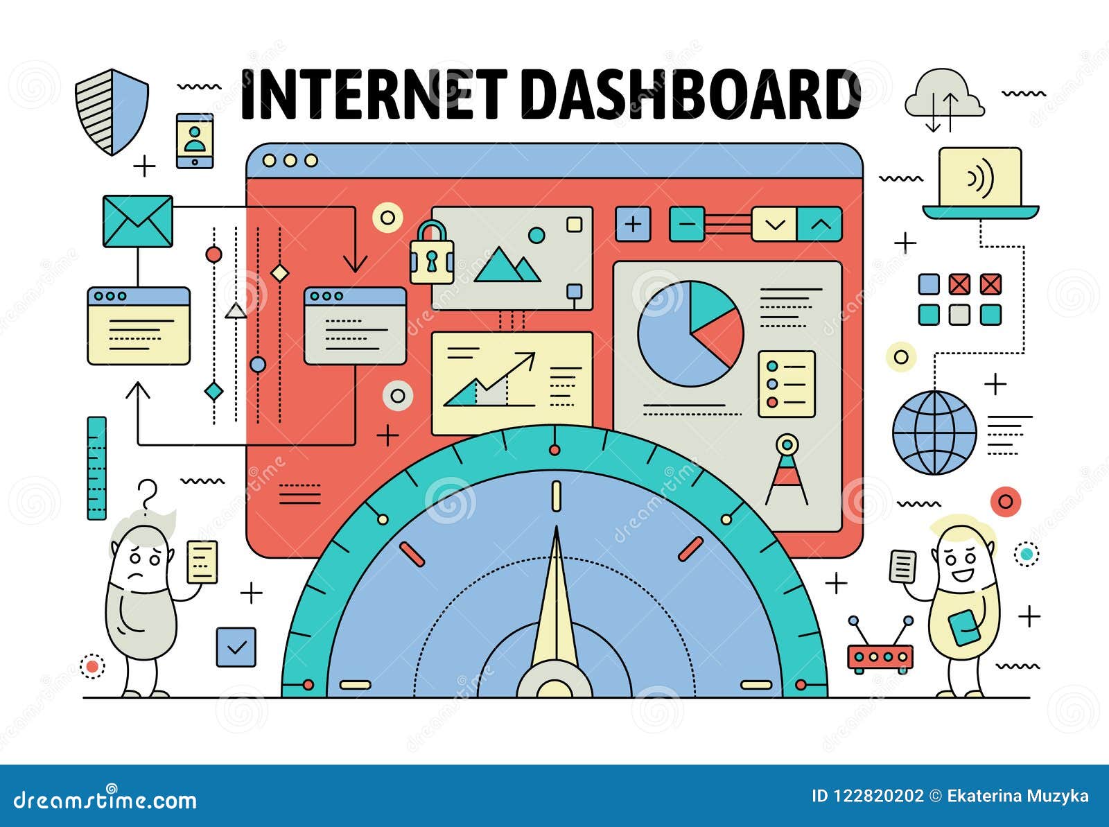 Line Car Dashboard Icons Vector Illustration | CartoonDealer.com #118432296