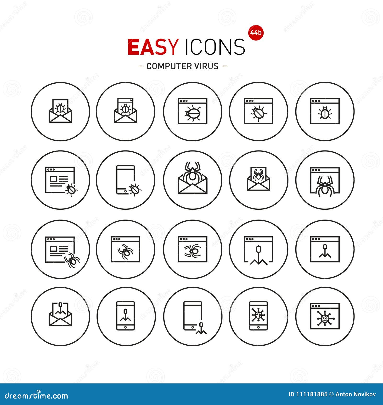 Easy Icons 44b Computer Virus Stock Vector - Illustration of infection ...