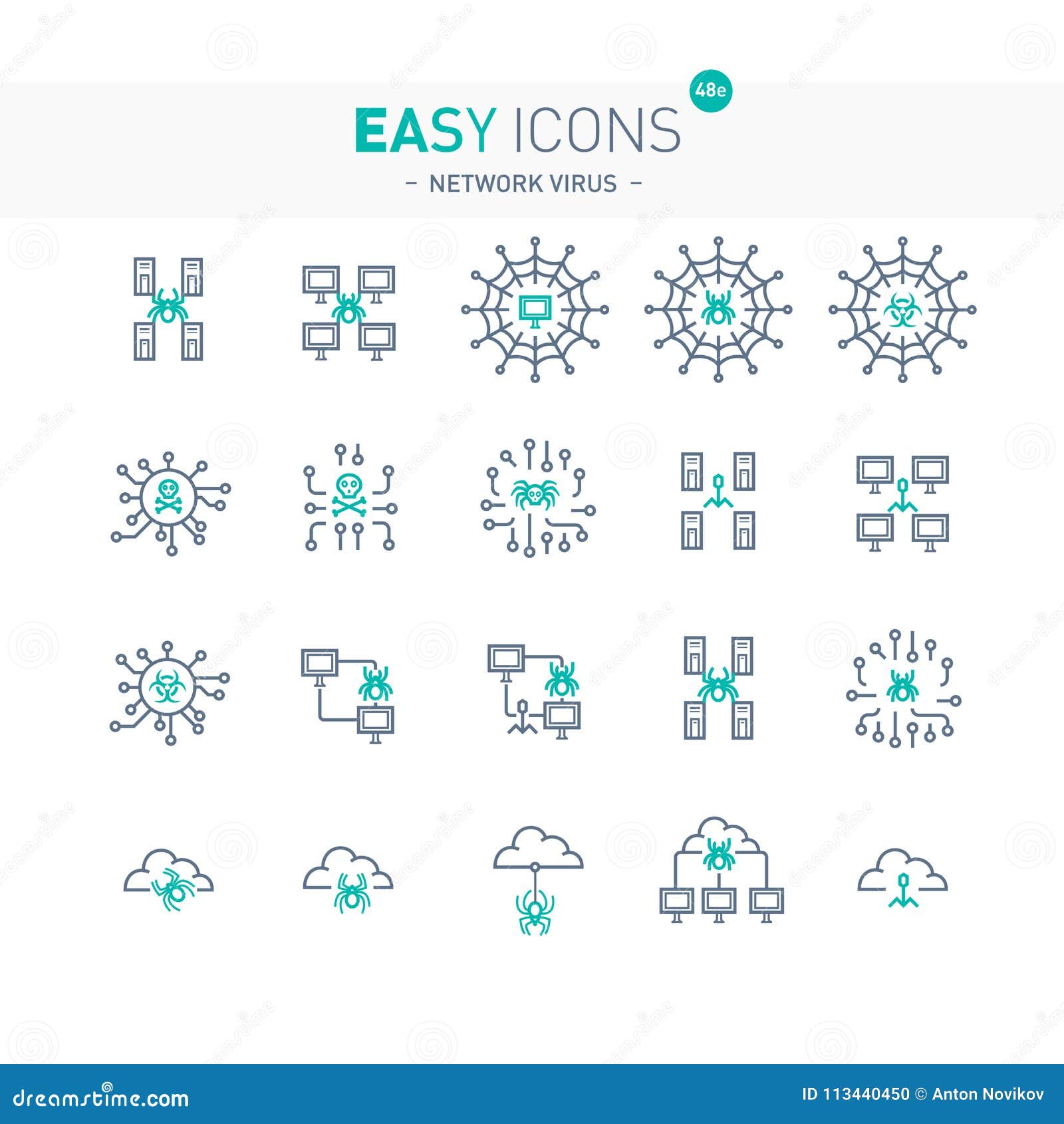 Easy Icons 48e Network Virus Stock Vector - Illustration of line ...