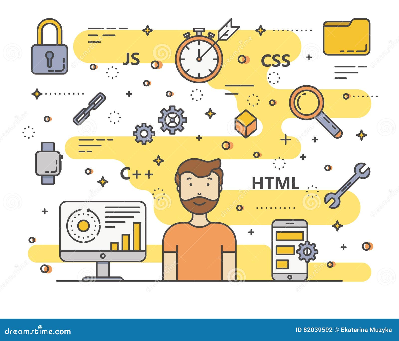Vector Thin Line Flat Design Web Development, Programming Concept ...