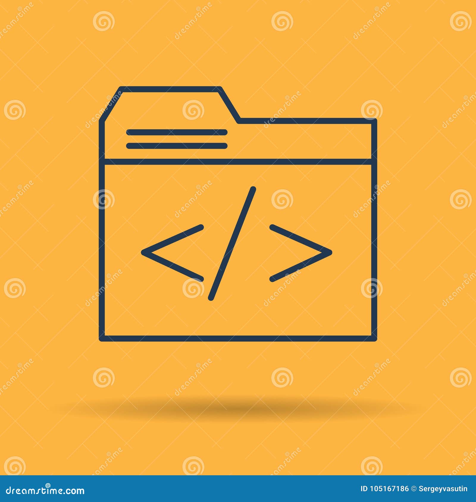 Linear Icon File Folder With Coding Symbol Stock Vector 9910