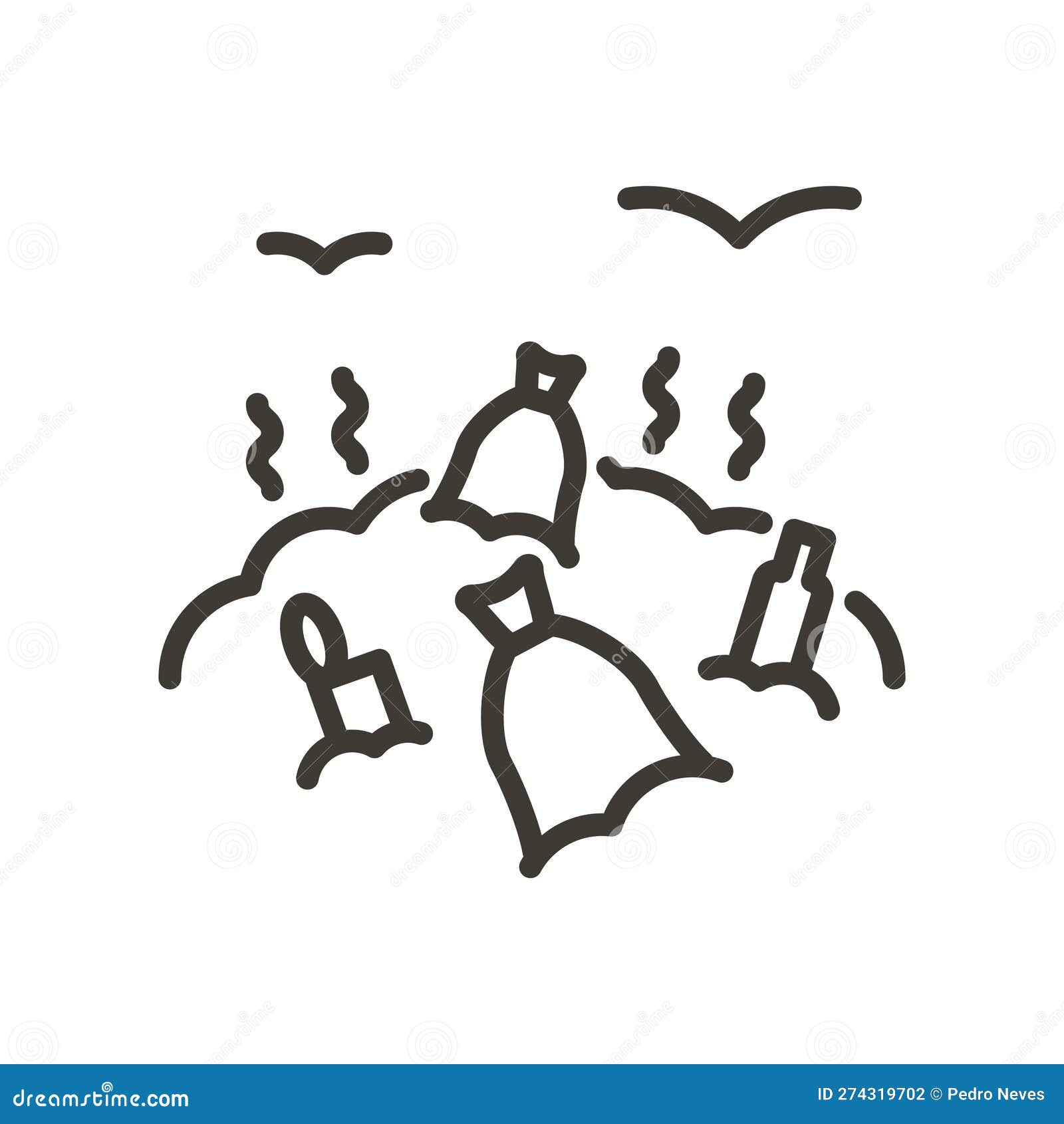 Garbage Pile Line Outline Icon Vector Illustration | CartoonDealer.com ...