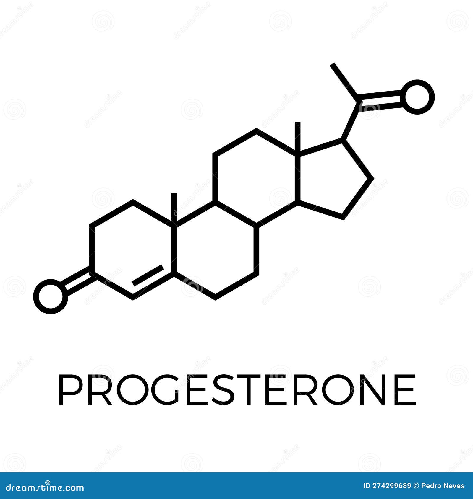 Vector Thin Line Icon of Progesterone Molecular Structure. Chemical ...