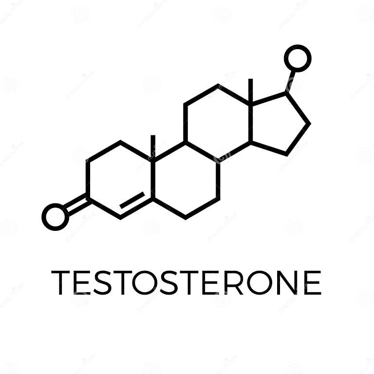Vector Thin Line Icon of Testosterone Molecular Structure. Chemical ...