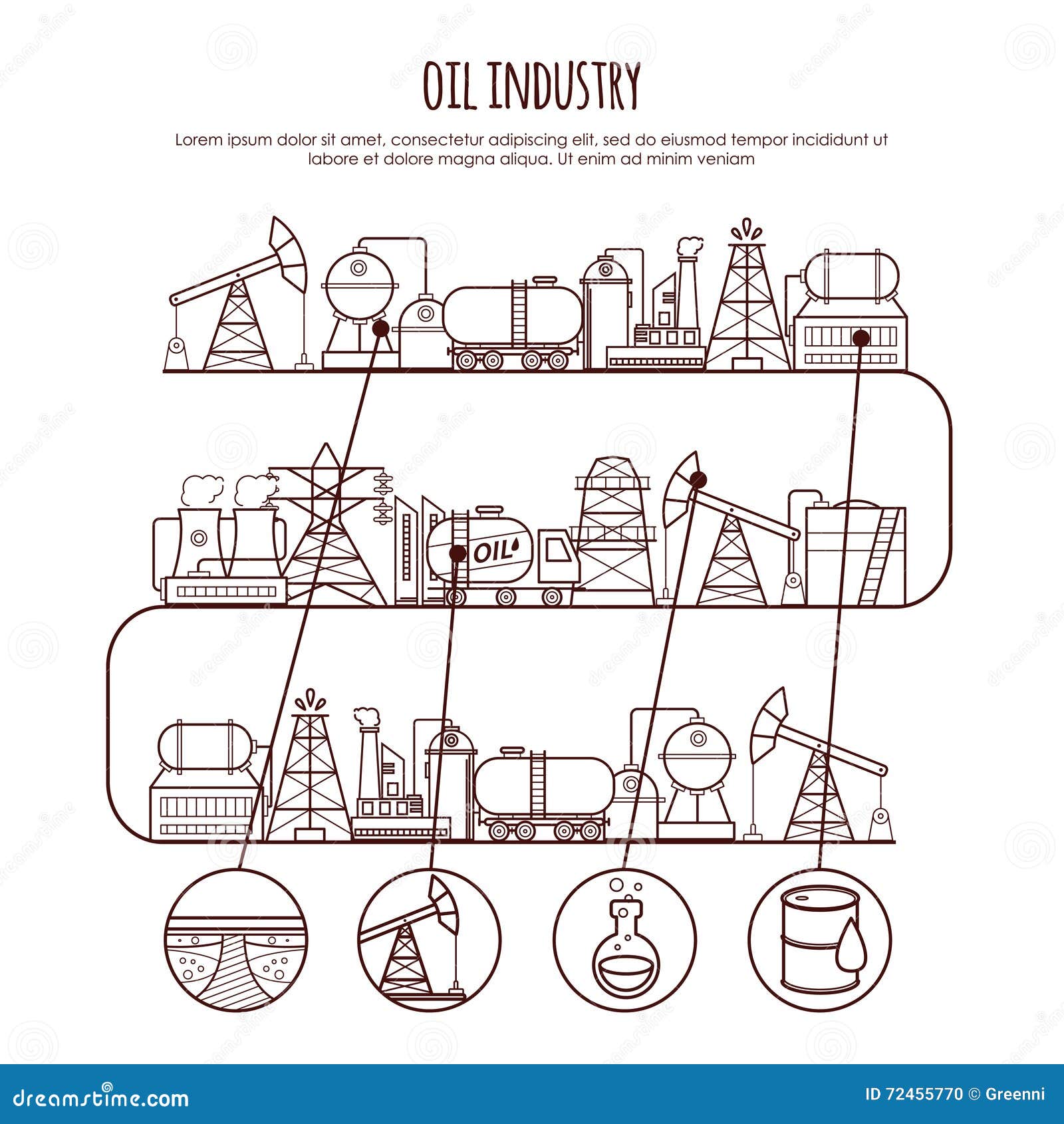 Vector Thin Line Oil Industry Infographic. Oil Extraction Stock Vector ...