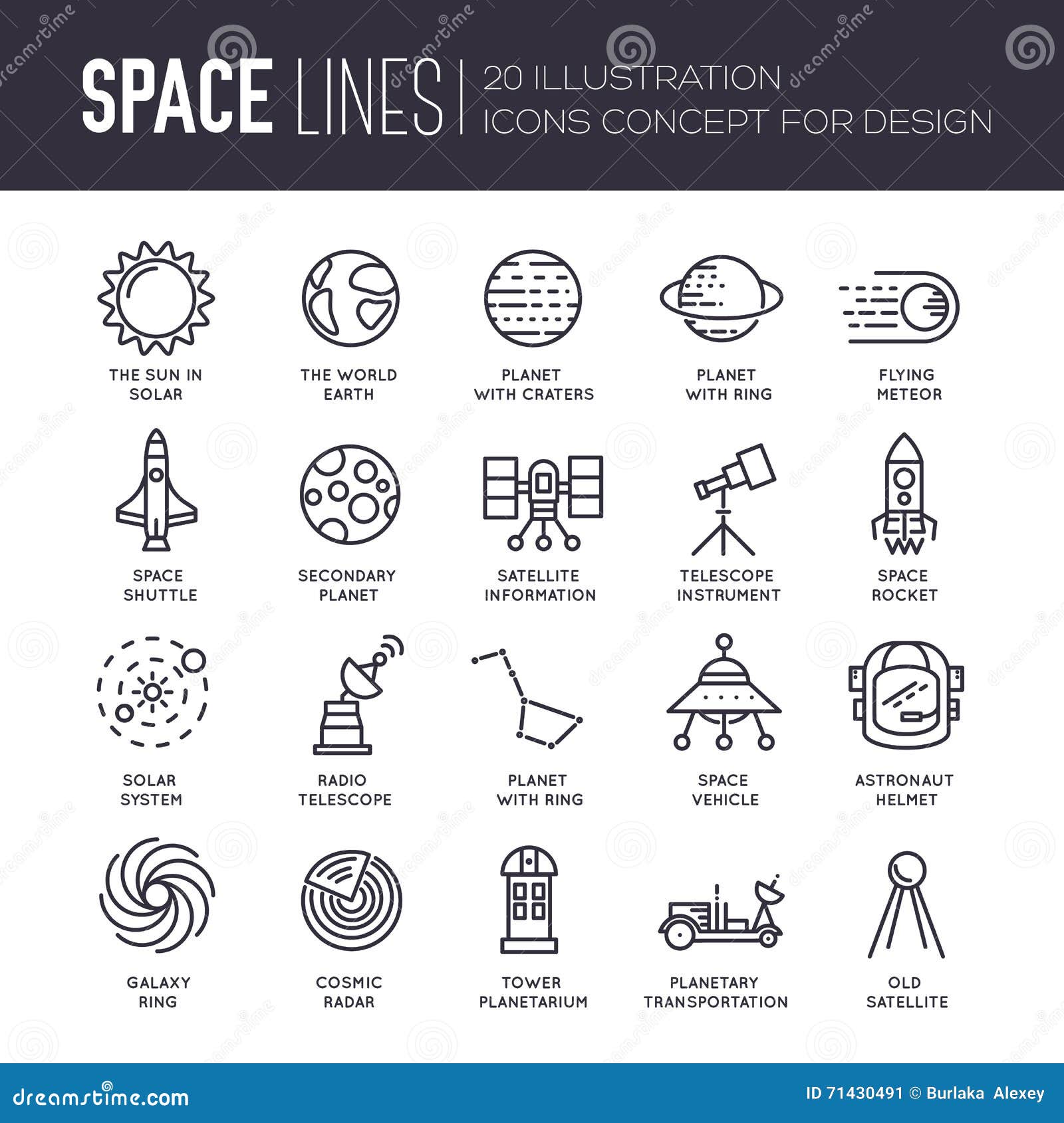 Vector Thin Lines Icons Stars in Galaxy Design Concept. Set of Huge ...