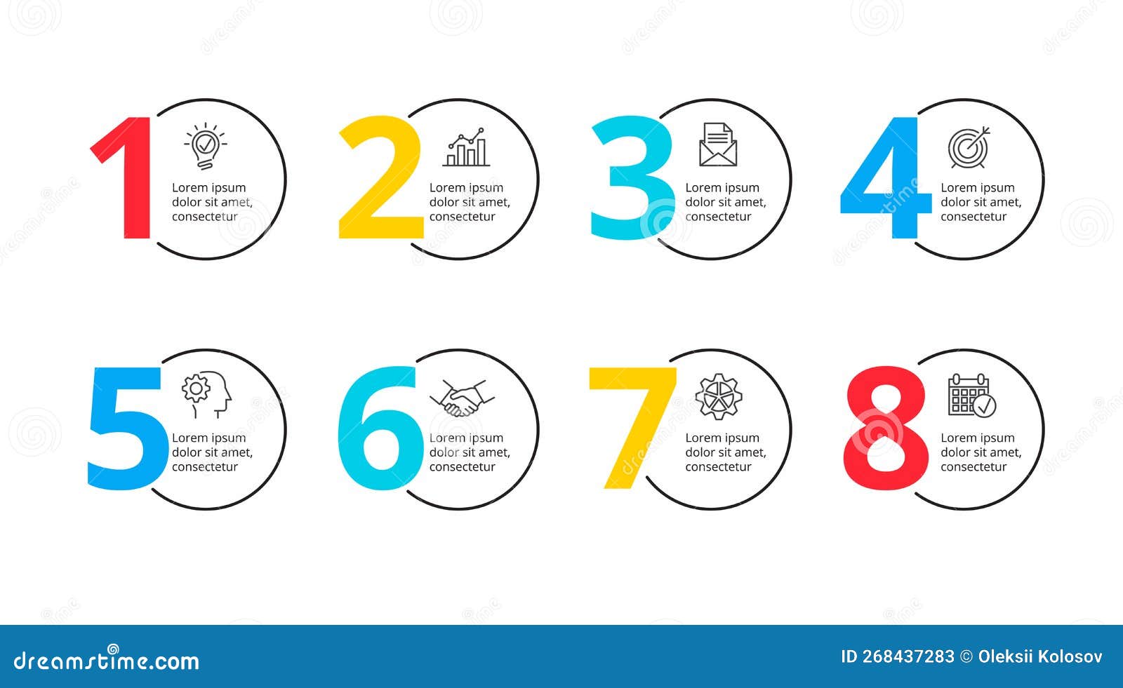 Vector Thin Lines with Numbers. Template for Process Infographic or ...