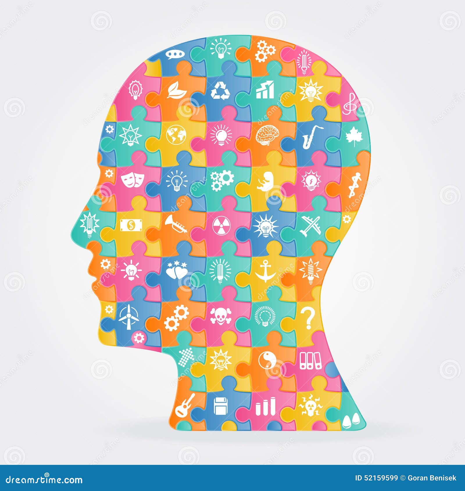 Vector thinking head stock vector. Illustration of icons - 52159599