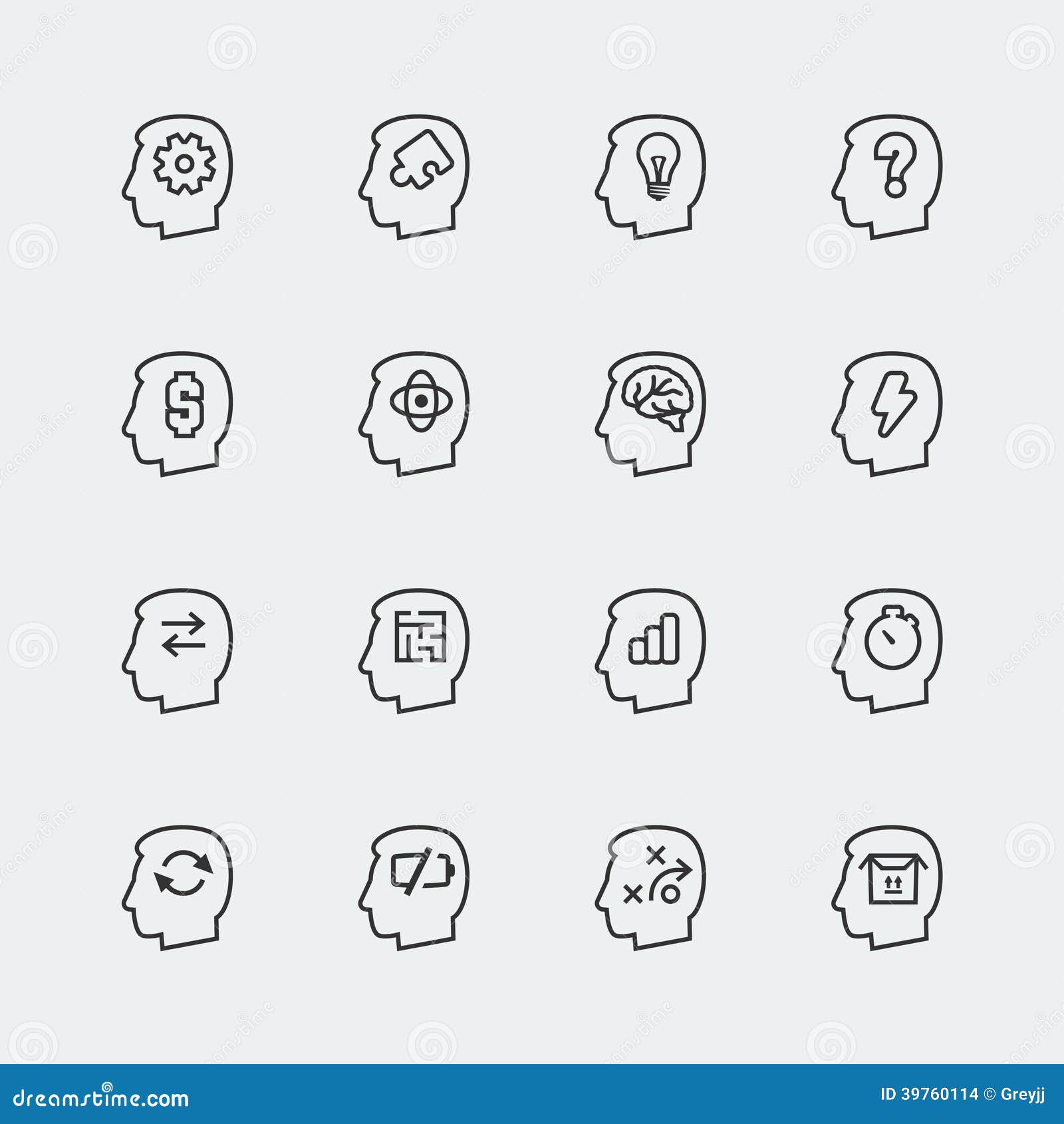 Vector thinking icons set stock vector. Illustration of concept - 39760114