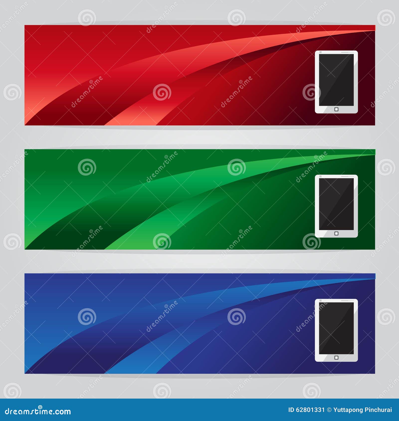 Vector of Three Banners Phone Abstract Headers with Colorful Stock ...