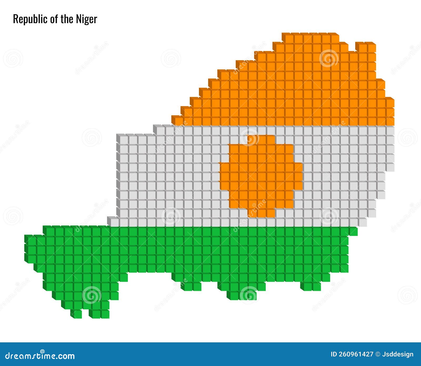 Vector Three-dimensional Illustration Pixelated Geographical Map of ...