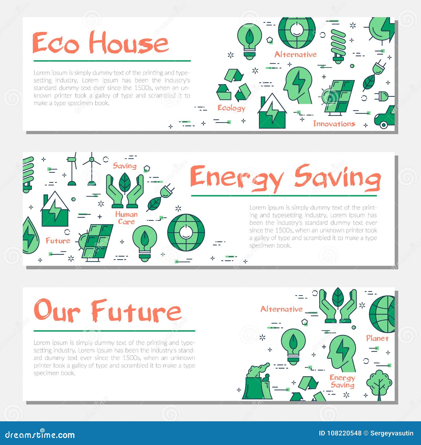 Three Ecology Horizontal Banners Stock Vector - Illustration of ...