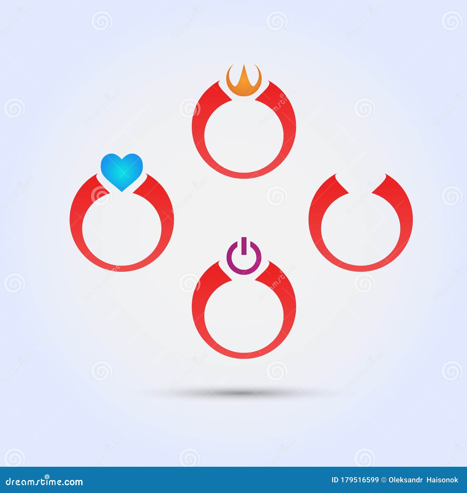 Vector Three Golden Rings with Precious Stones White Background Stock ...