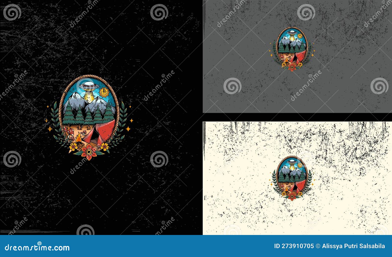 Vector of Three Mountain Landscapes with Stunning Views Stock Vector ...