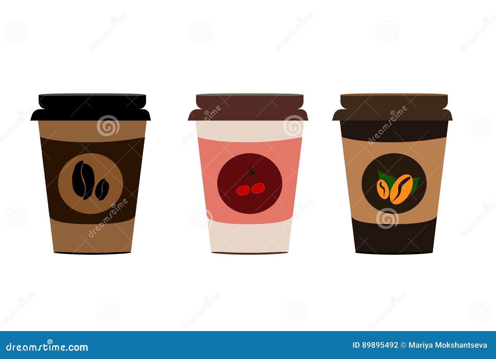 Vector Three Paper Cup Set stock vector. Illustration of breakfast ...