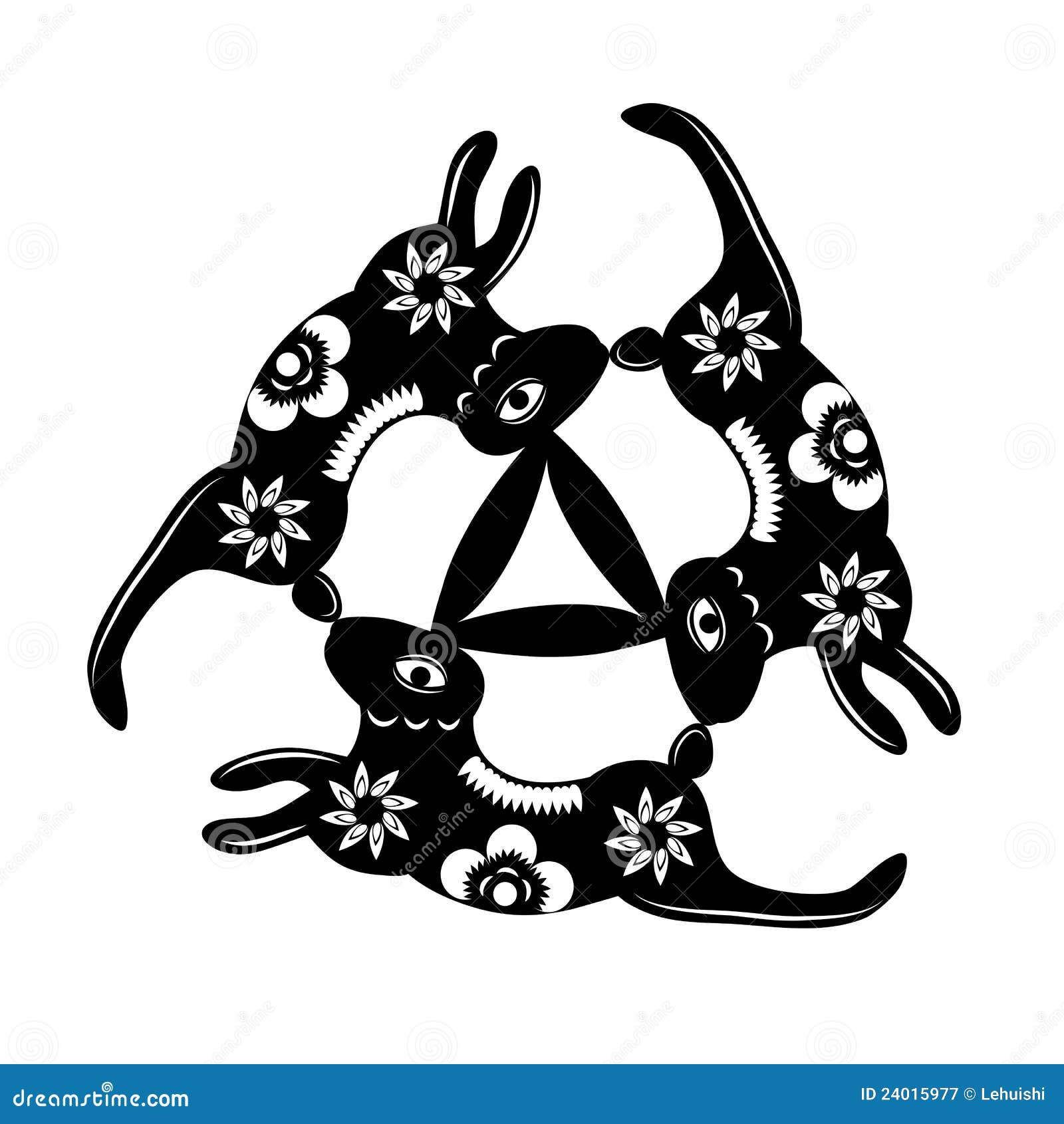 Vector: Three Rabbit, Hand Writing,black And White | CartoonDealer.com ...