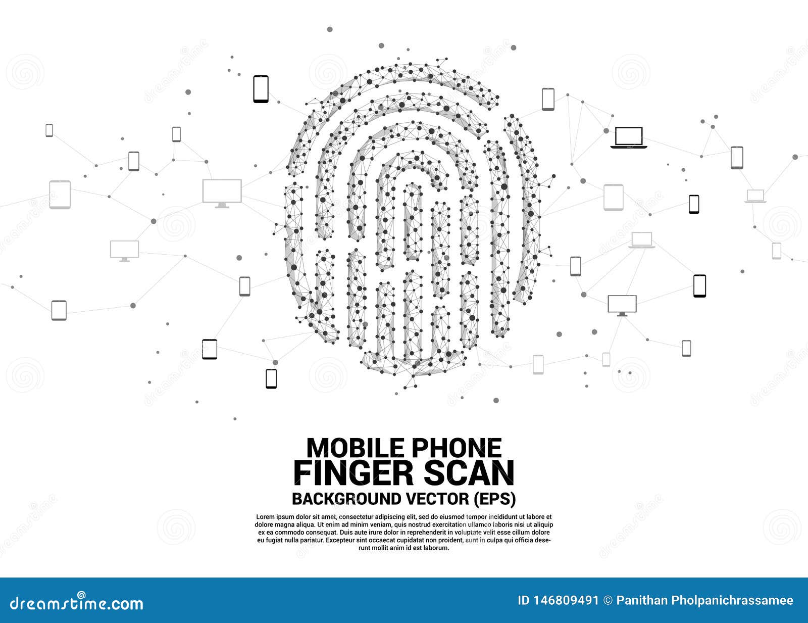 Vector Thumbprint Icon from Dot Connect Line Polygon with Multiple ...