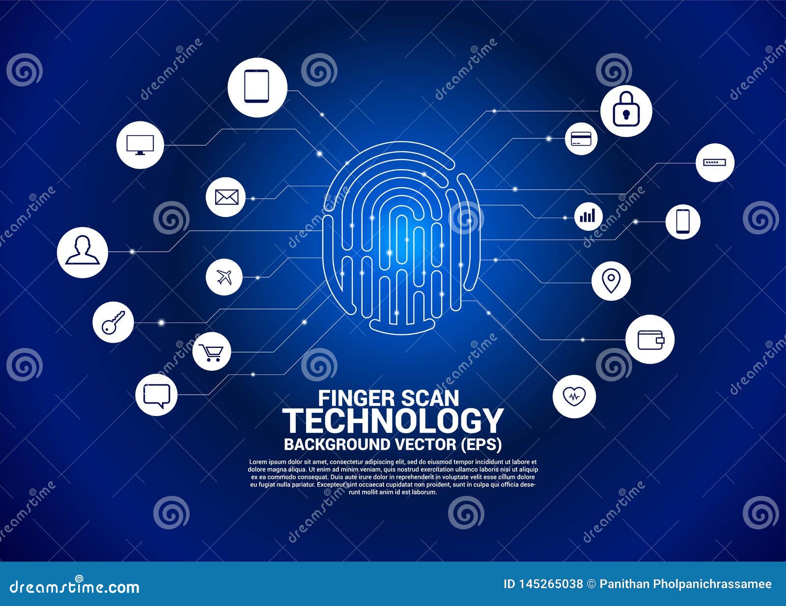 Vector Thumbprint Icon with Functional Icon. Stock Vector ...