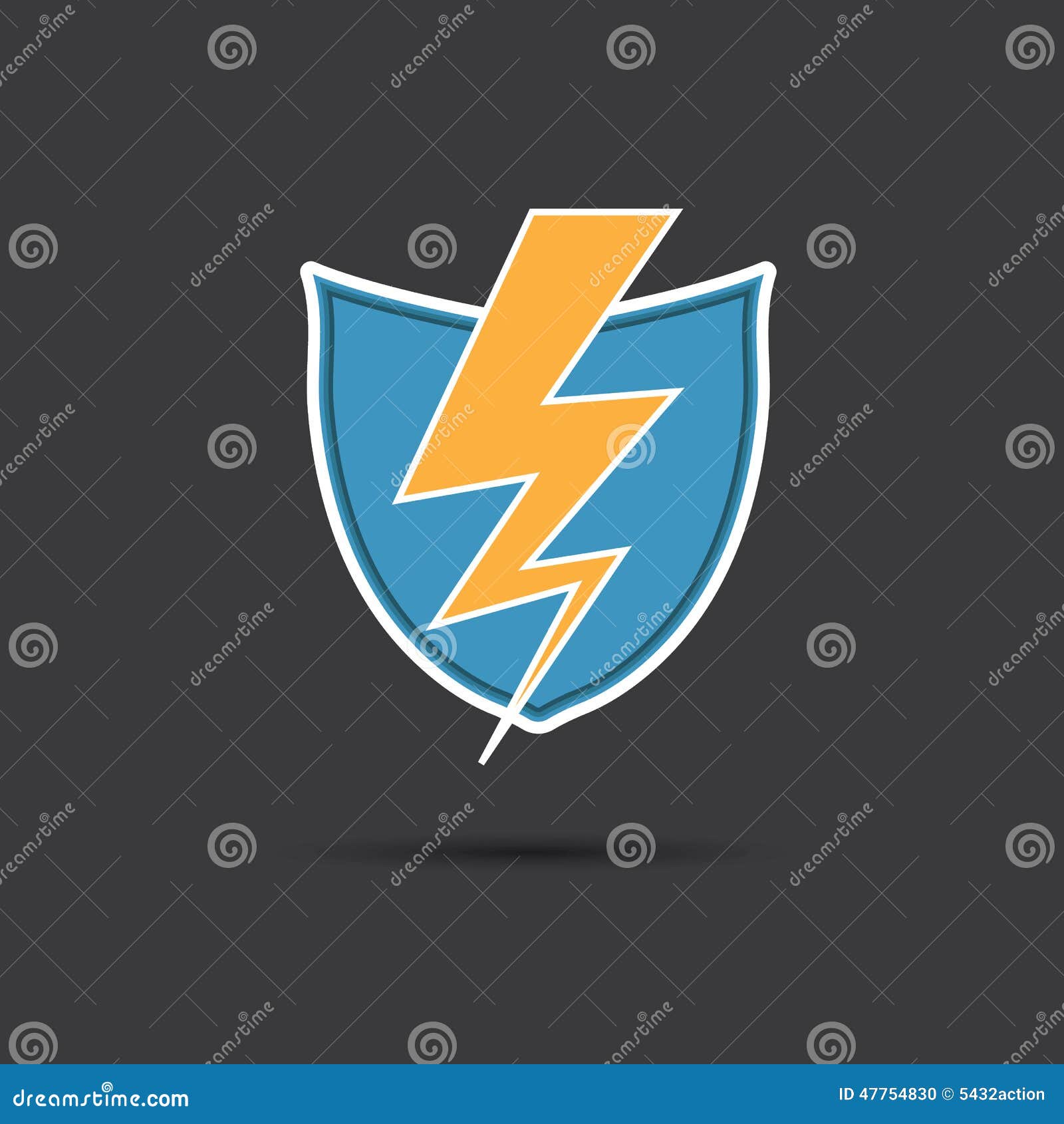 Shield With Lighting Symbol Icon, Cartoon Style Vector Illustration ...