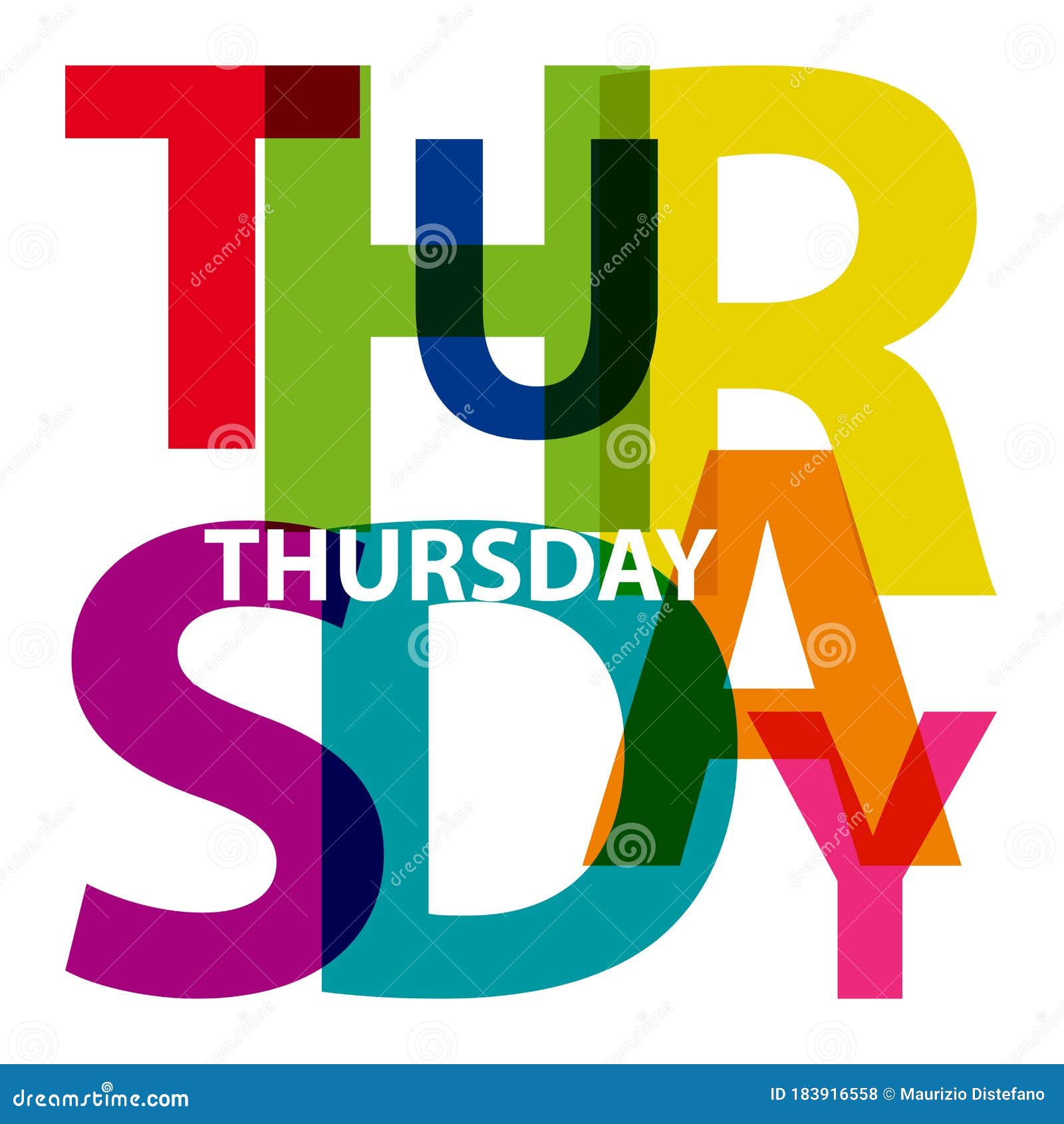 THURSDAY Colorful Overlapping Letters Banner Cartoon Vector ...