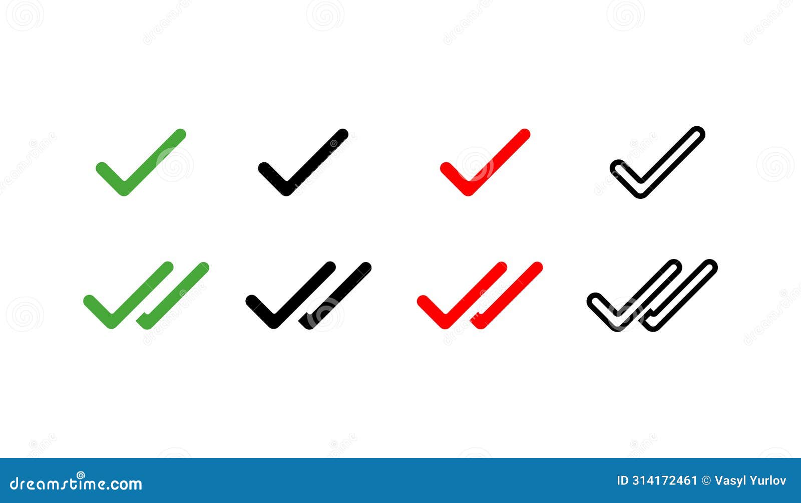 Vector Tick Check Mark Icon Set Stock Vector - Illustration of icon ...