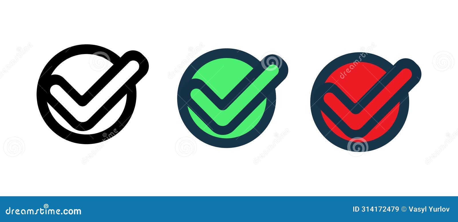 Vector Tick Check Mark Icon Set Stock Vector - Illustration of check ...