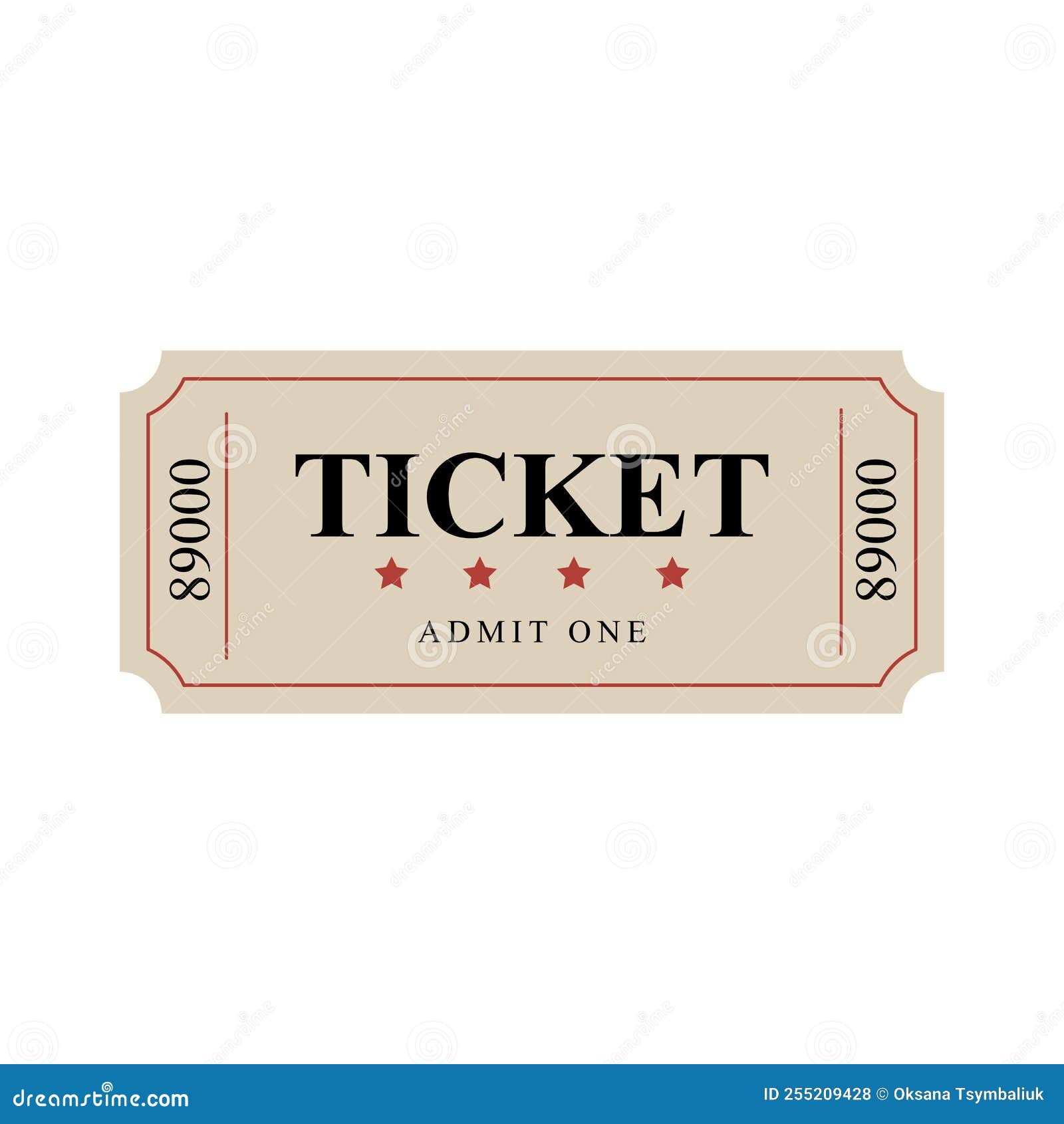 Vector Ticket Illustration. Retro Ticket for Cinemas, Museums and ...