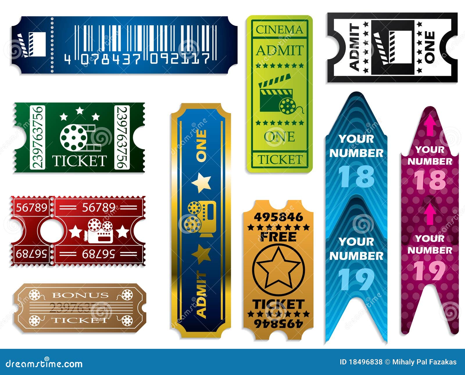 Vector ticket set stock vector. Illustration of green - 18496838