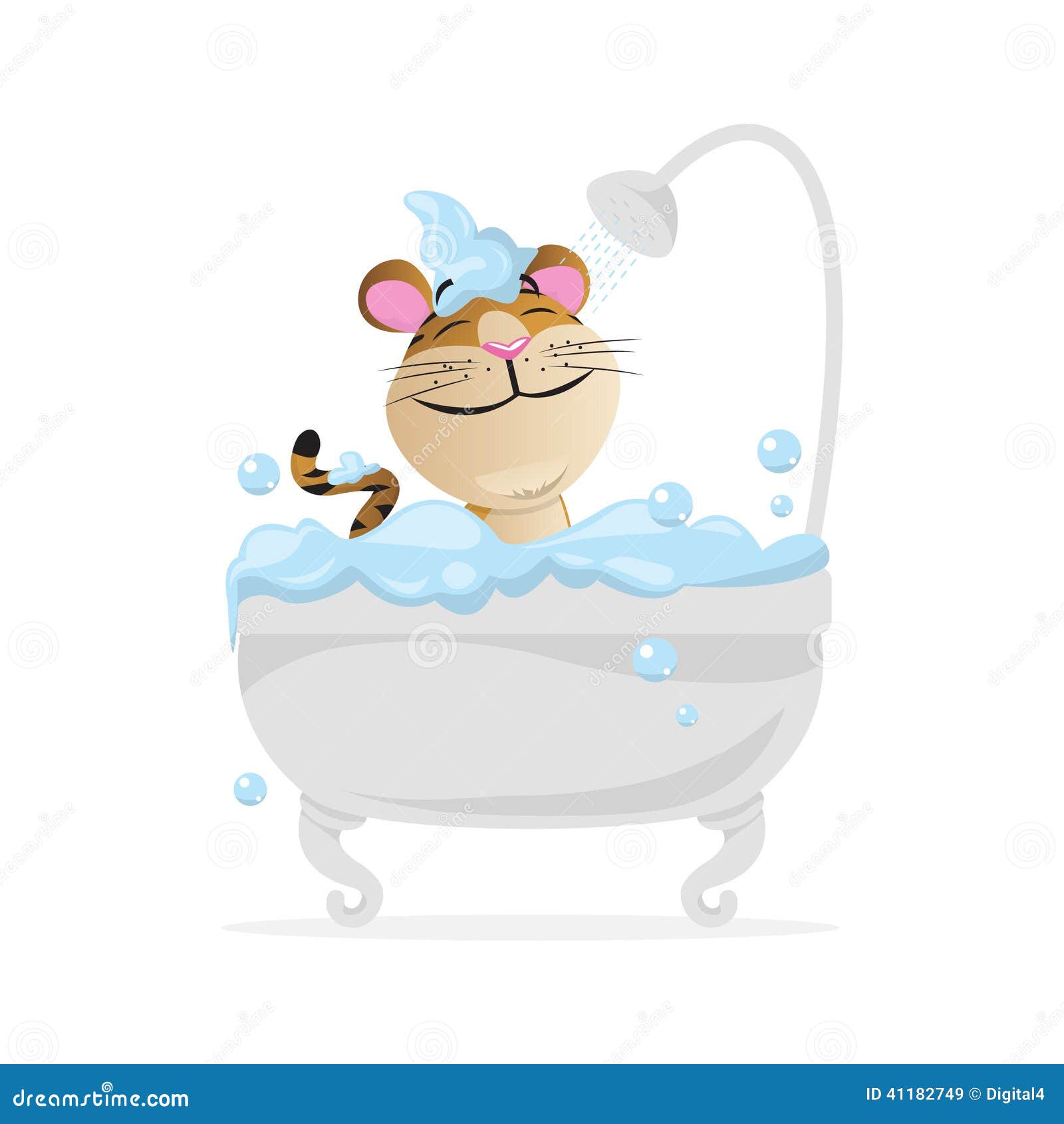 Vector Tiger Enjoying Bubble Bathtub Stock Vector - Illustration of ...